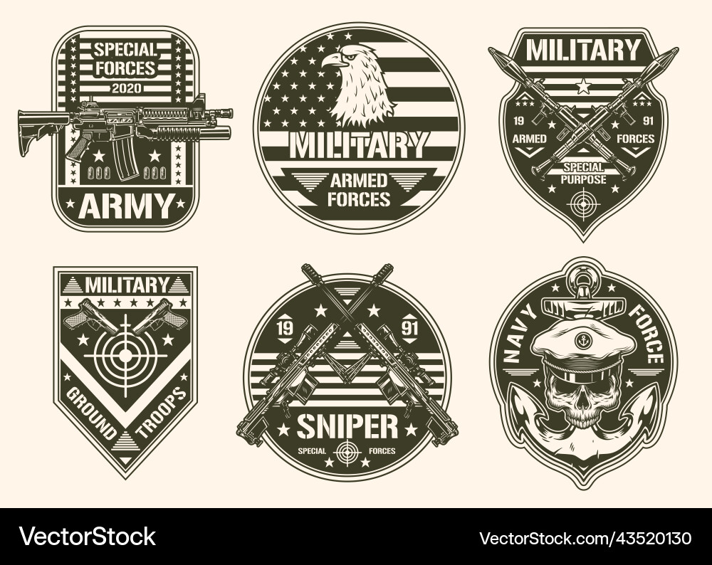 Military chevrons set element monochrome Vector Image