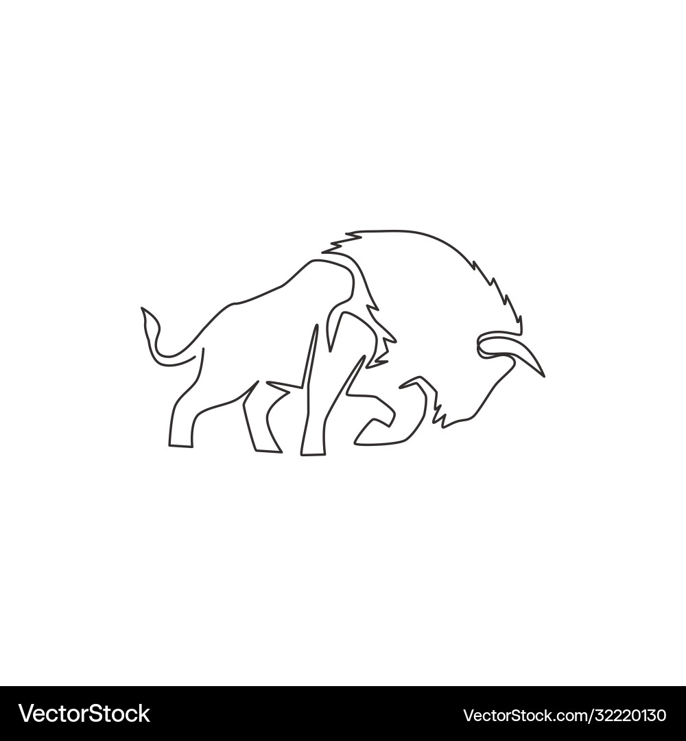 Single Line Bison Silhouette Royalty Free Vector Image