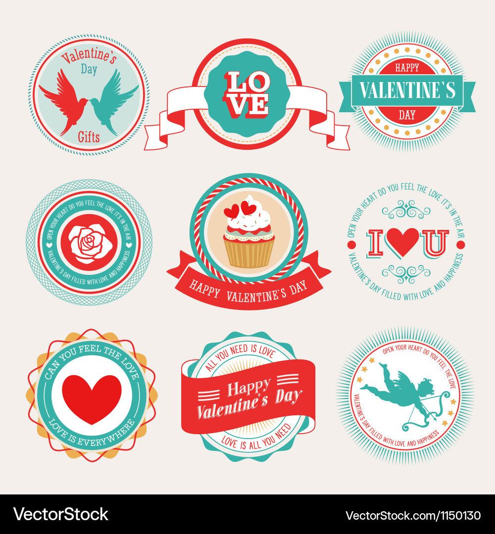 Valentine's Day Labels & Emblems Royalty Free Vector