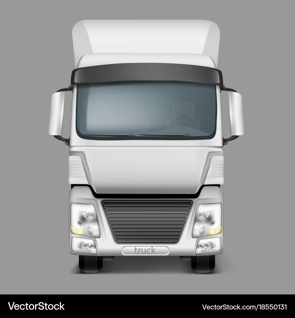 3d realistic cargo truck front view Royalty Free Vector