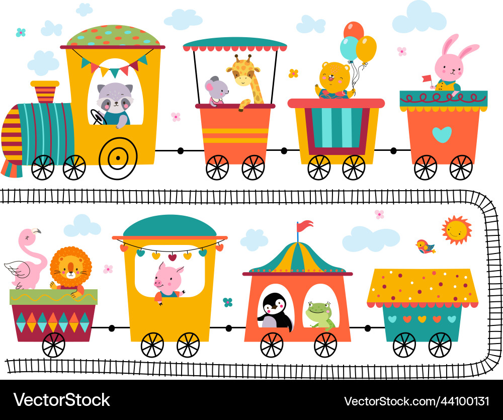 Animals on a Train - Fun Zoo! Royalty Free Vector Image