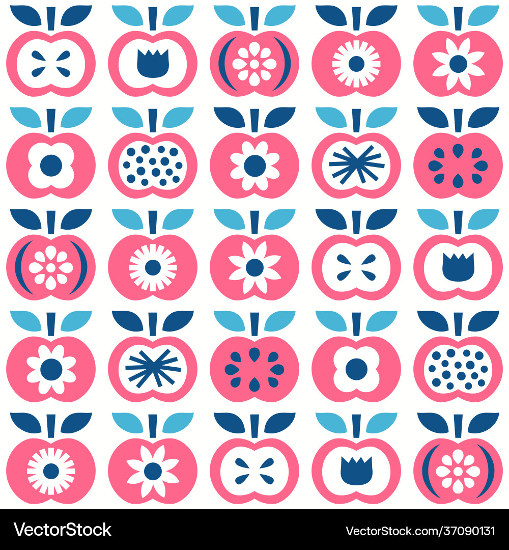 Apple seamless pattern Royalty Free Vector Image