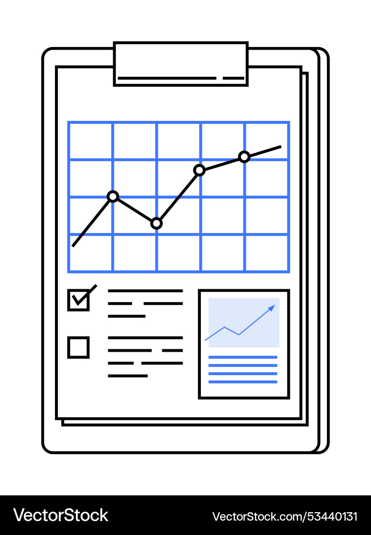 Business report with line chart and checklist Vector Image