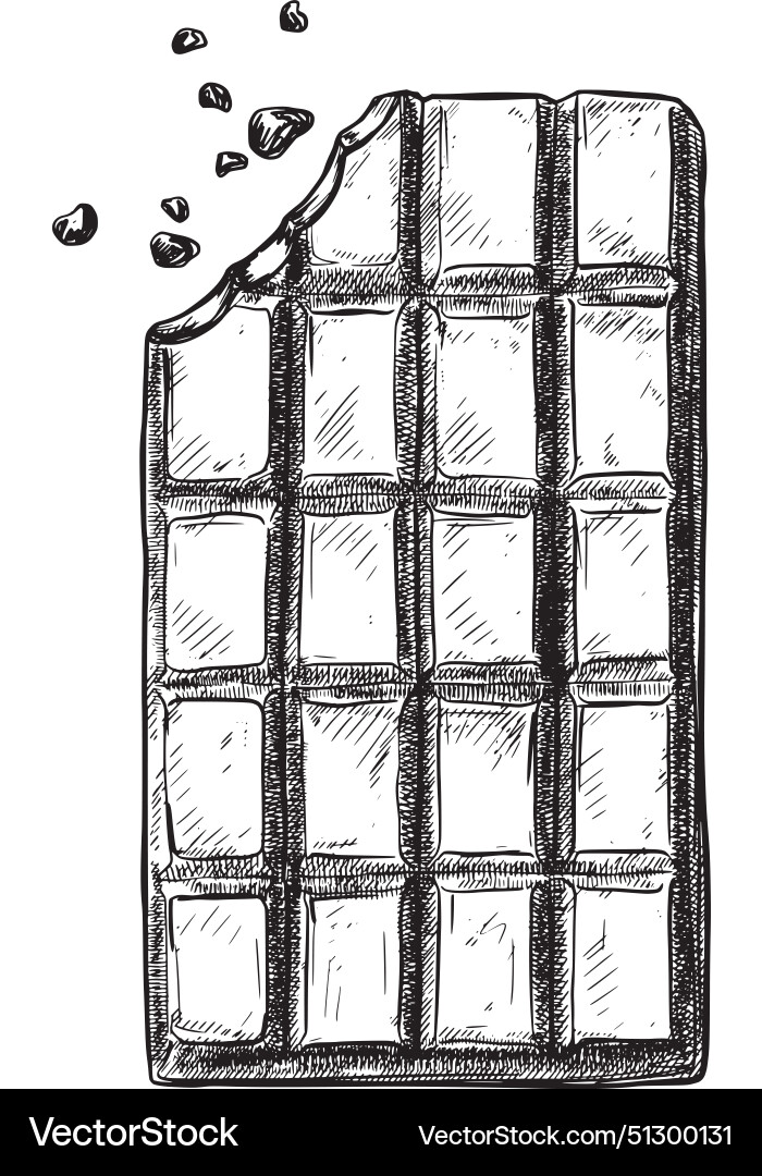 Chocolate bar sketch food drawing Royalty Free Vector Image