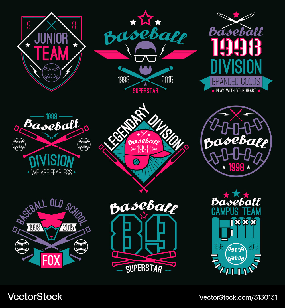 College baseball team emblems Royalty Free Vector Image