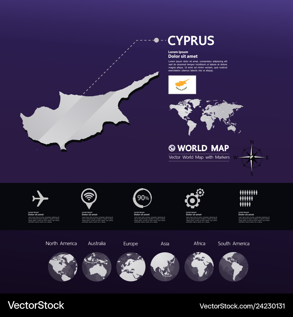 Cyprus map Royalty Free Vector Image - VectorStock