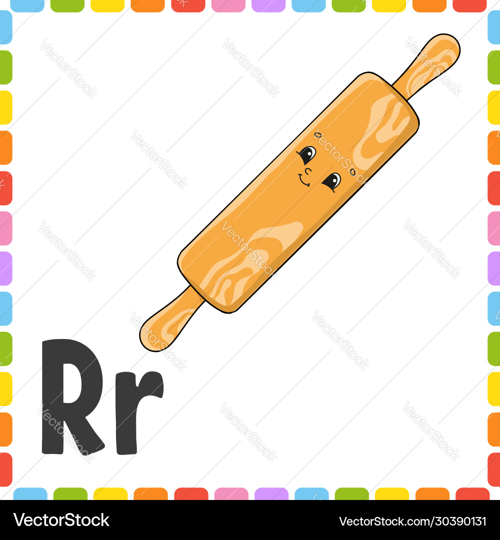 English alphabet letter r - rolling pin abc Vector Image