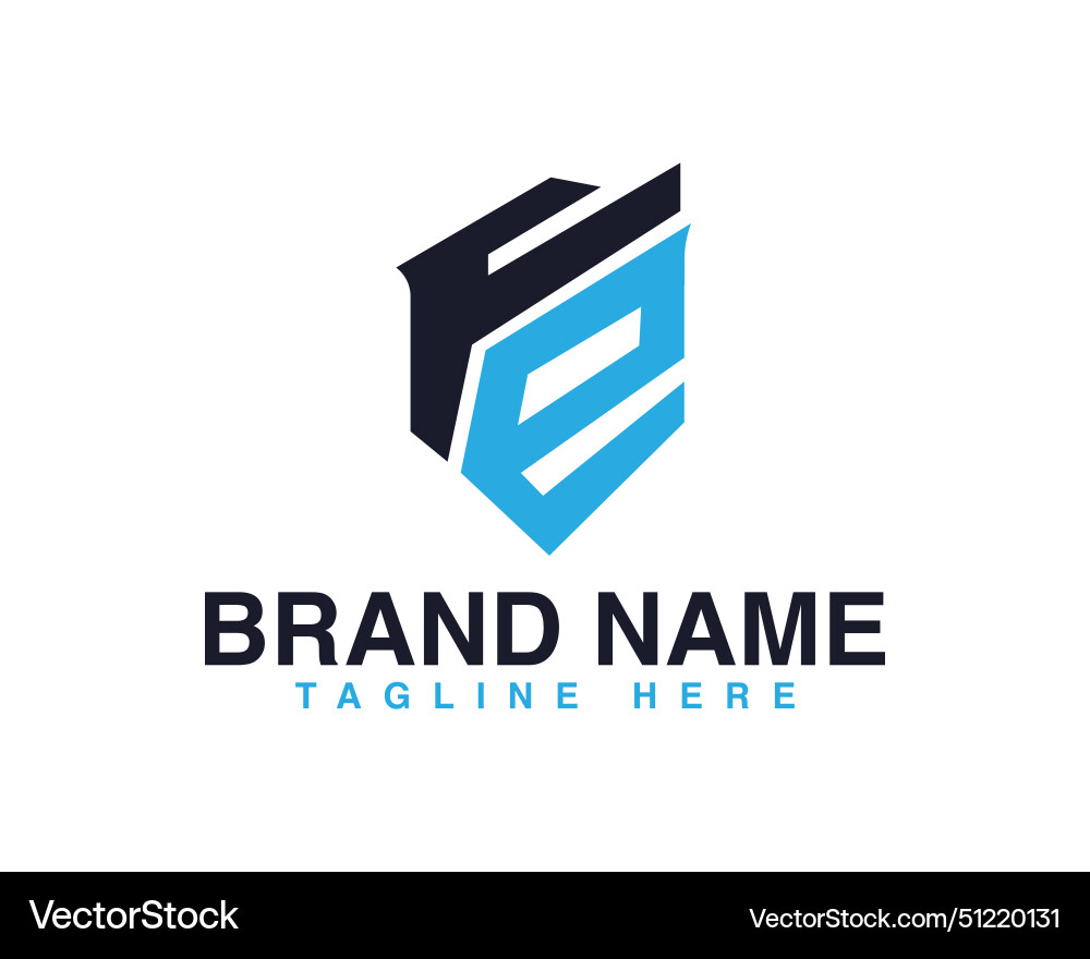 Fe geometric simple logo symbol Royalty Free Vector Image
