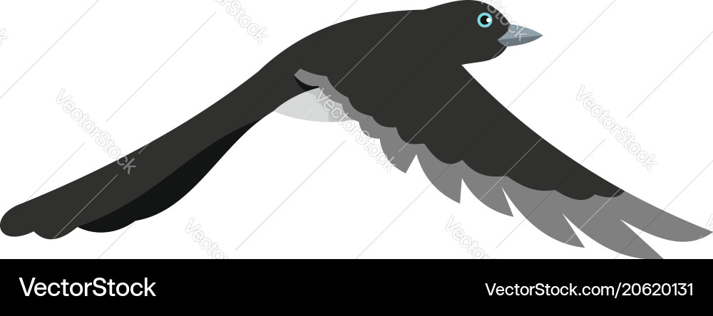 Flying away magpie icon flat style Royalty Free Vector Image