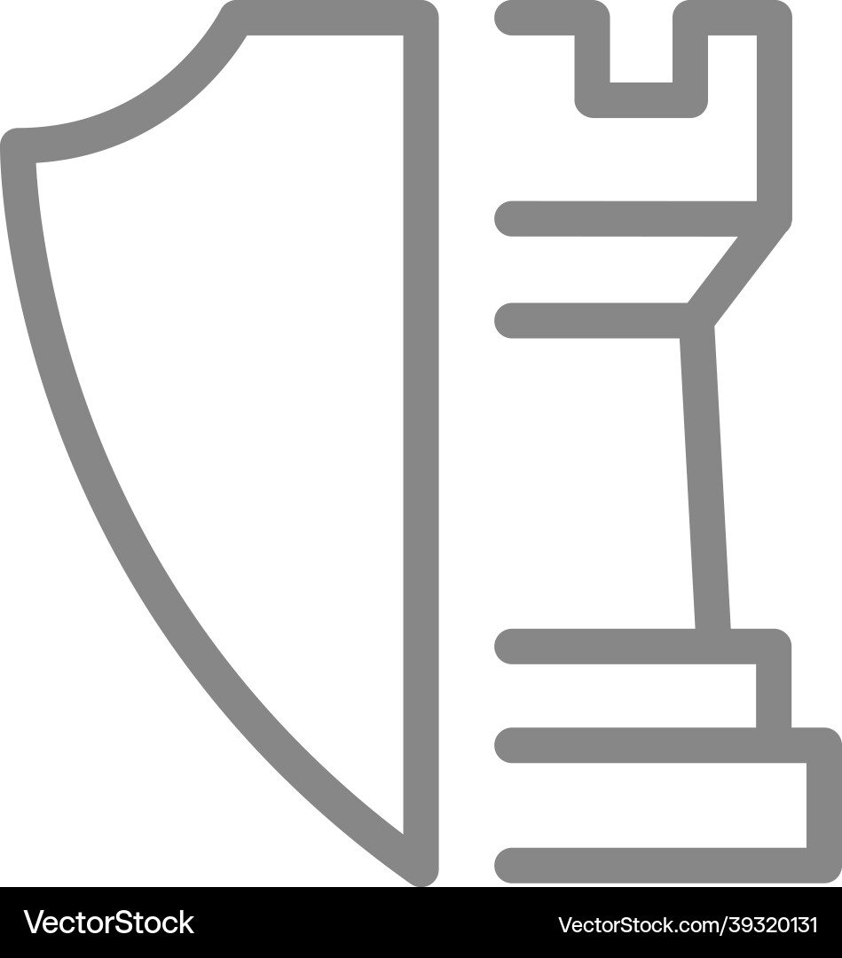 Protective shield with rook chess pieces line Vector Image