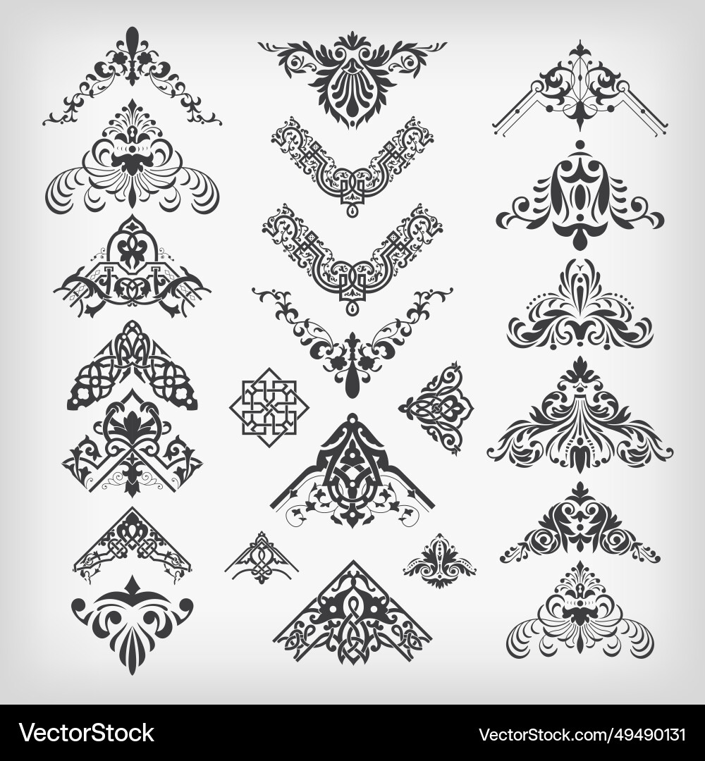 Set of decorative corners Royalty Free Vector Image