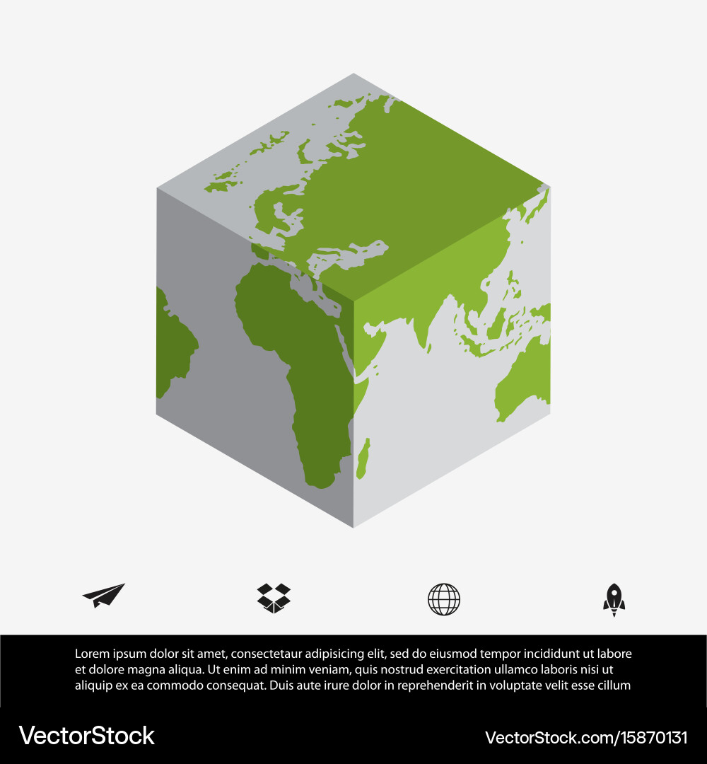 Worldmap and cube Royalty Free Vector Image - VectorStock