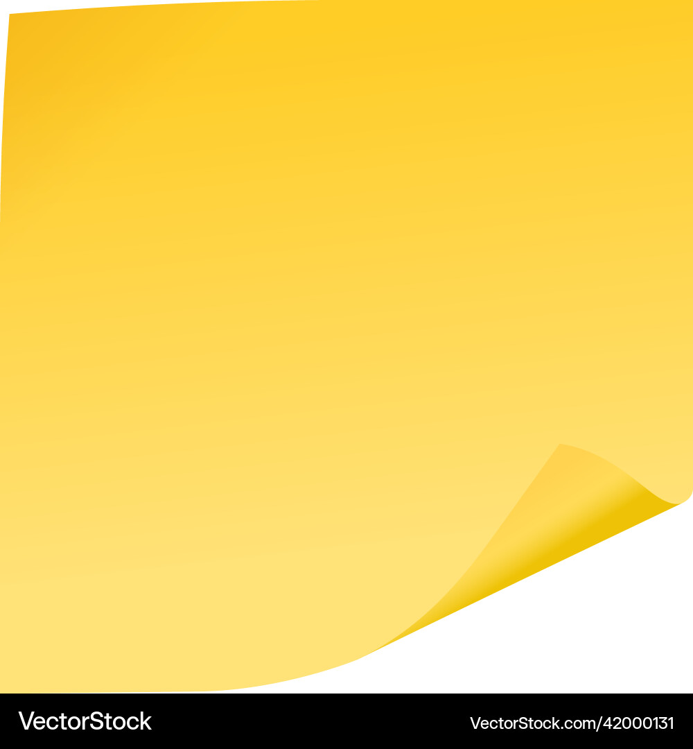 Yellow sticky note template with realistic curled Vector Image