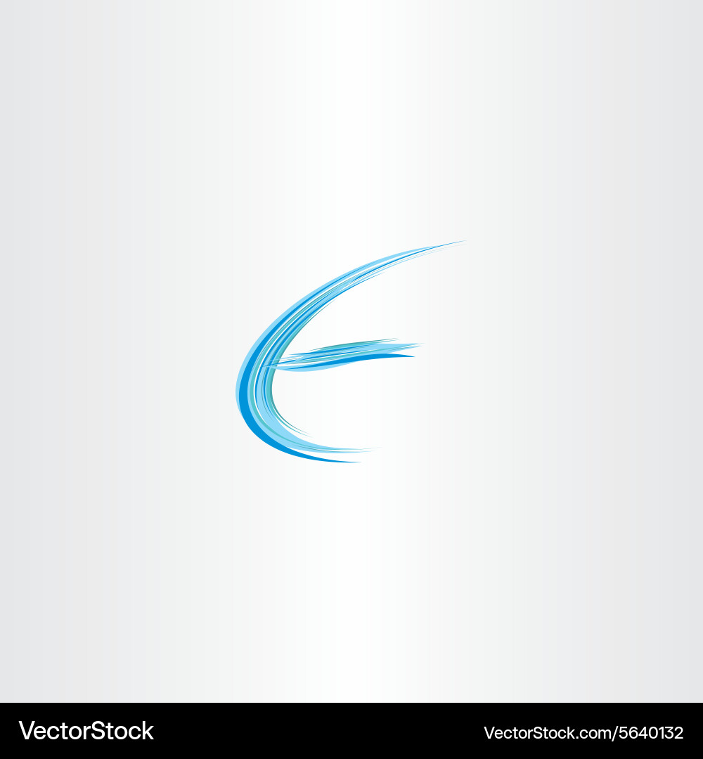 Blue letter e water wave icon Royalty Free Vector Image