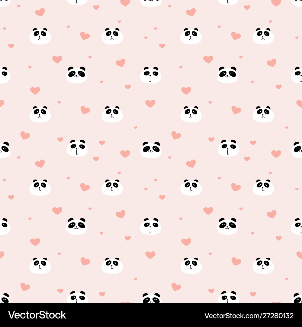 Cute Panda Seamless Pattern Royalty Free Vector Image