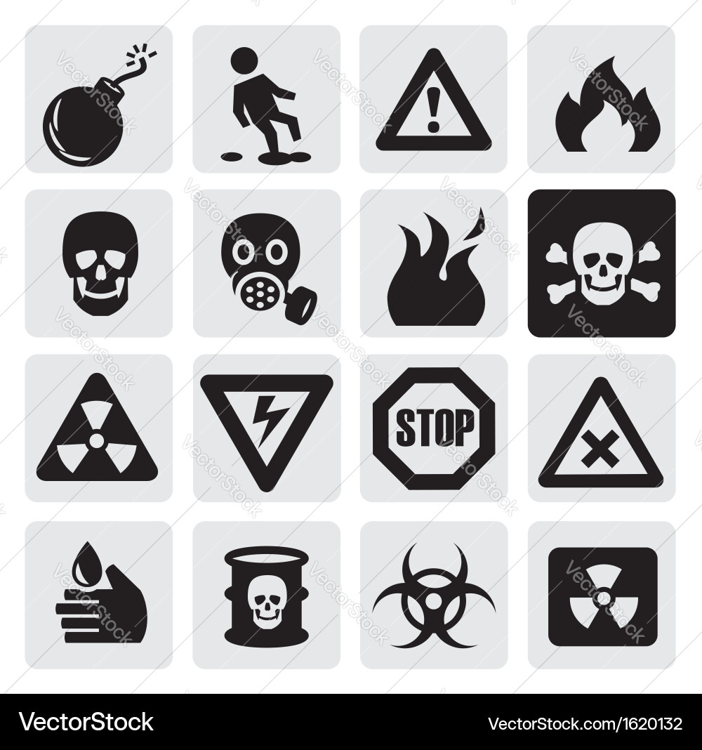 Danger icons Royalty Free Vector Image - VectorStock