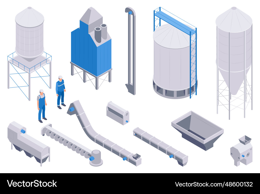 Grain elevator icon set Royalty Free Vector Image