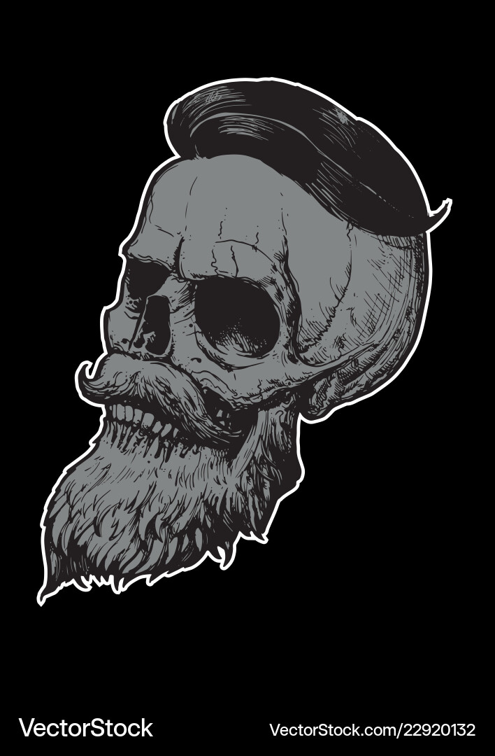 Hand drawn beard skull Royalty Free Vector Image