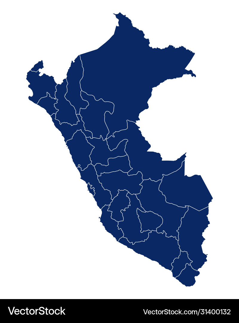 Map peru with regions and borders Royalty Free Vector Image
