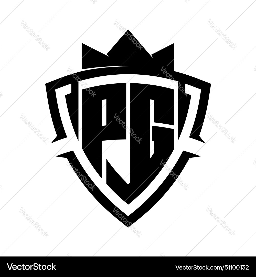 Pg letter bold monogram triangle curve shield Vector Image