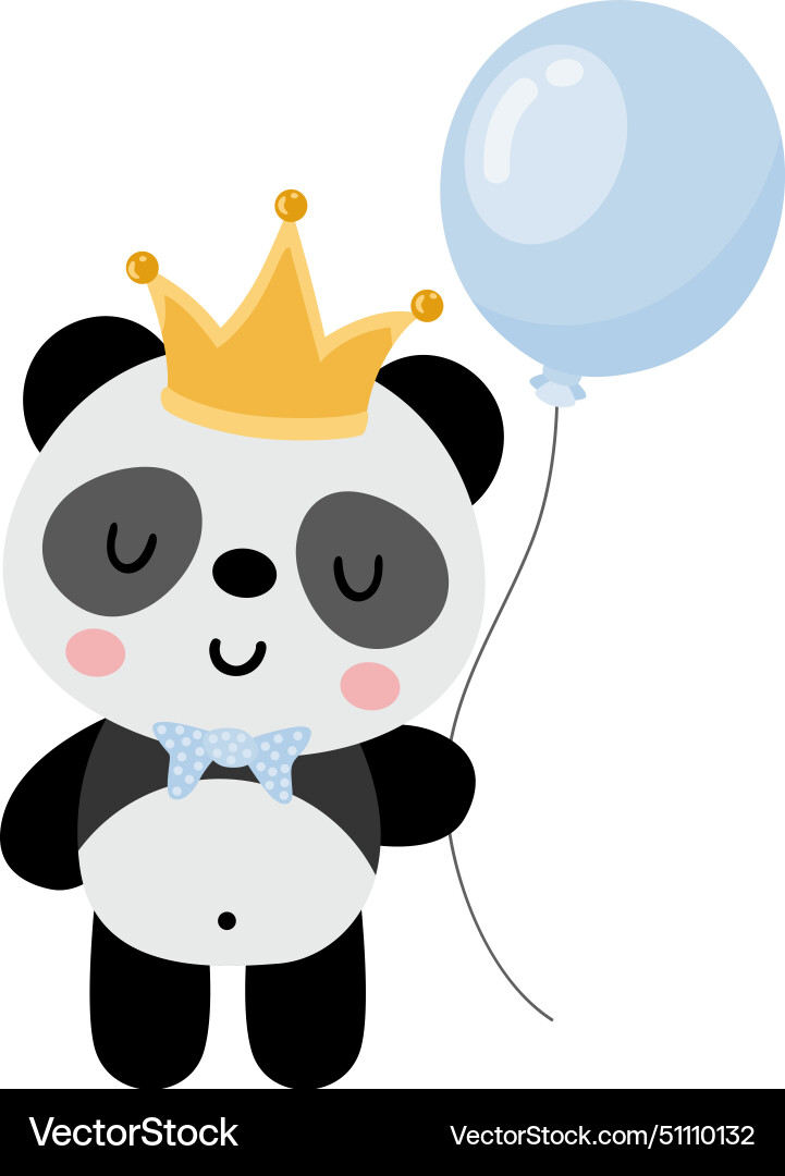 Prince panda holding a balloon Royalty Free Vector Image