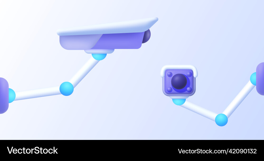 Surveillance camera 3d in modern style on white Vector Image
