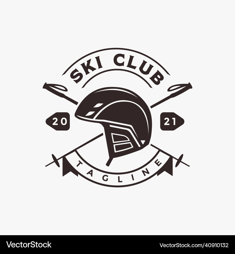 Vintage seal label badge ski logo Royalty Free Vector Image