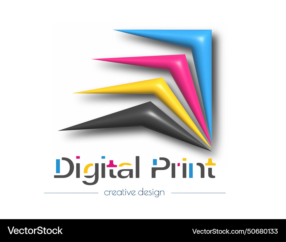 Abstract 3d digital or photo printing logo Vector Image