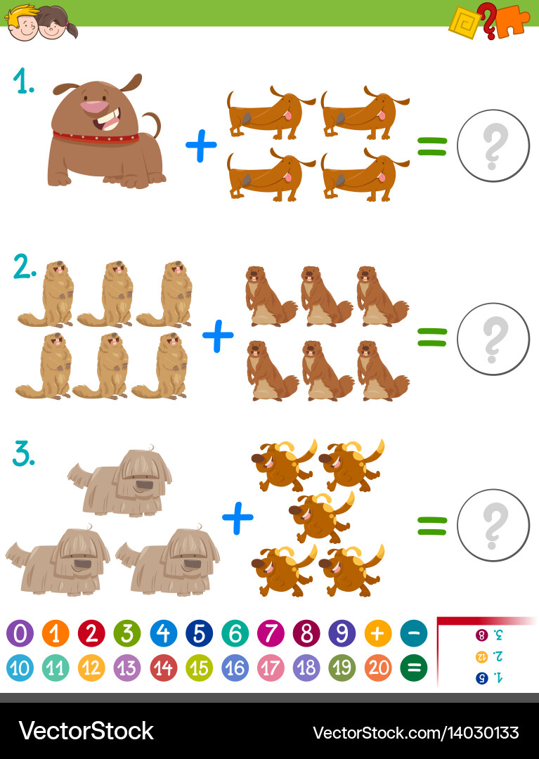 Addition maths activity Royalty Free Vector Image