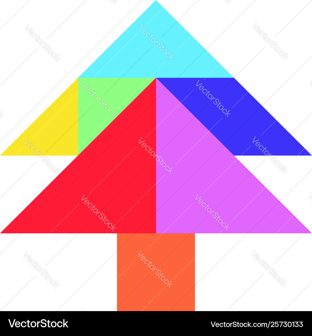Color tangram puzzle in pine or christmas tree Vector Image