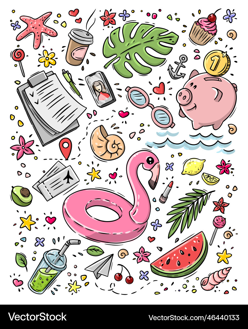 Doodle summer collection Royalty Free Vector Image