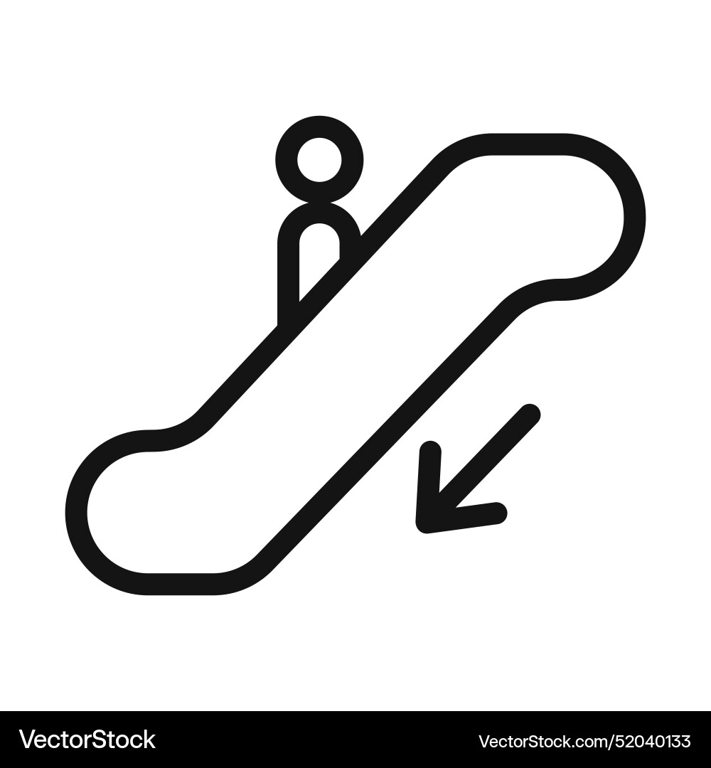 Escalator down icon black and white sign Vector Image