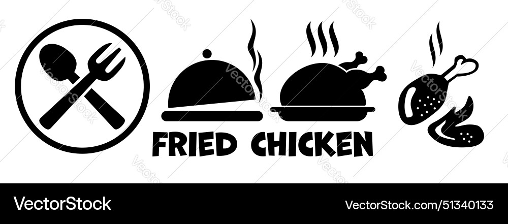 Fried chicken whole and sliced Royalty Free Vector Image