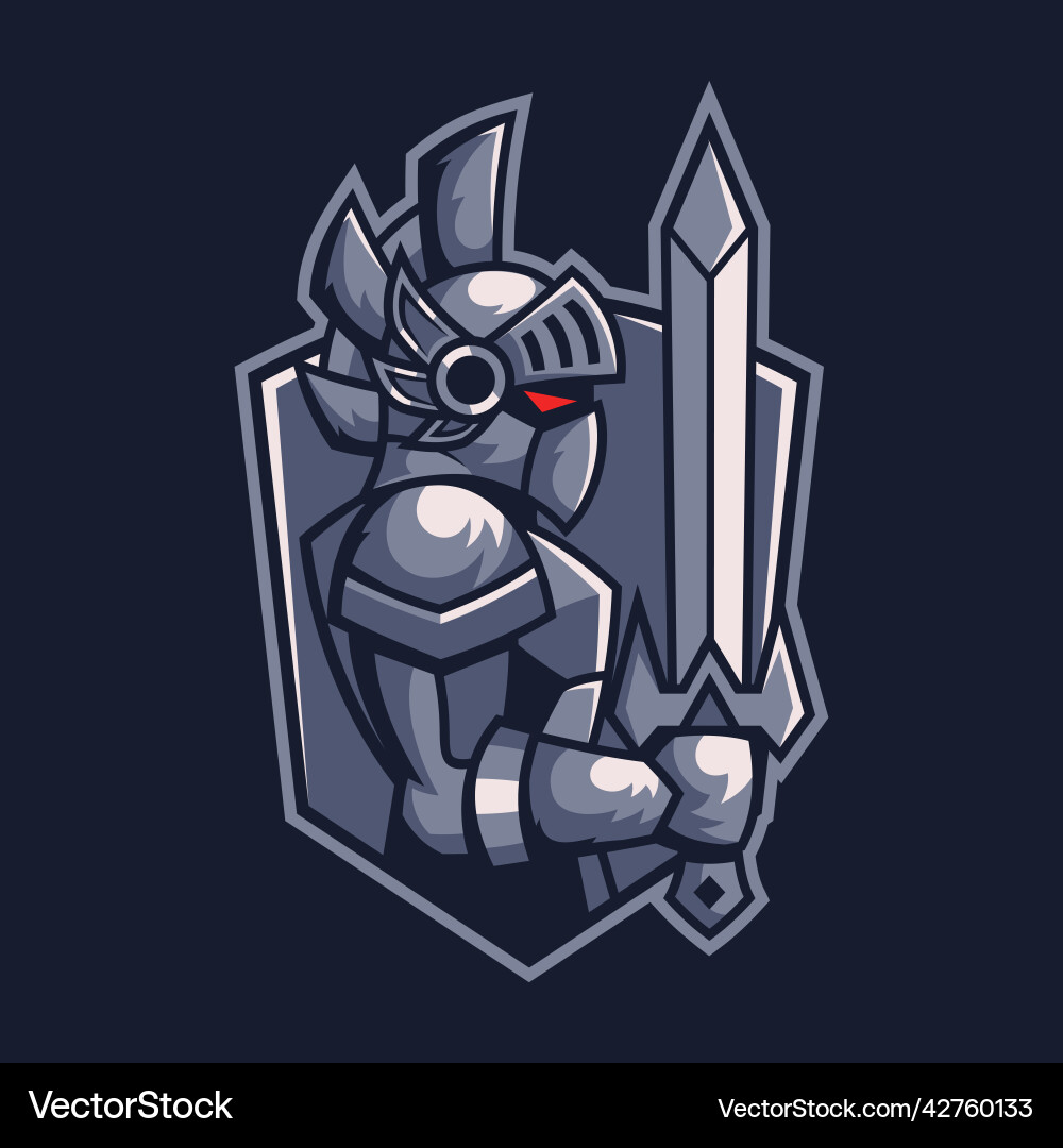 Knight warrior swordsman logo design Royalty Free Vector