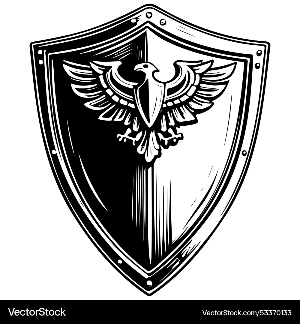 Line shield drawing head art black Royalty Free Vector Image