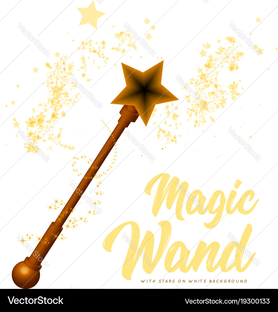 Magic wand with stars on white background Vector Image
