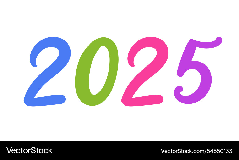 New year 2025 hand lettering banner numbers Vector Image