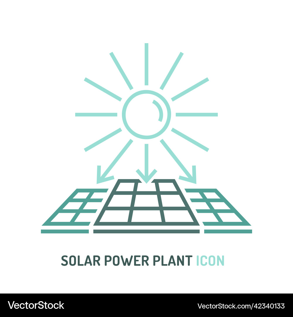 Solar power plant in outline Royalty Free Vector Image