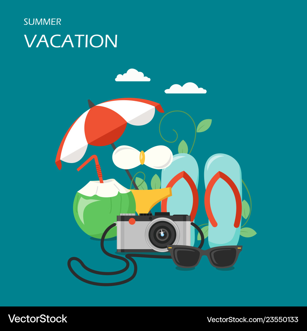 Summer vacation flat style design Royalty Free Vector Image
