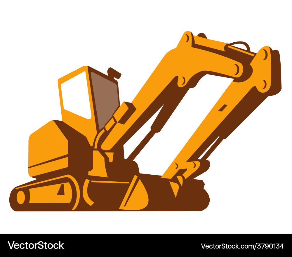 Bulldozer front retro Royalty Free Vector Image