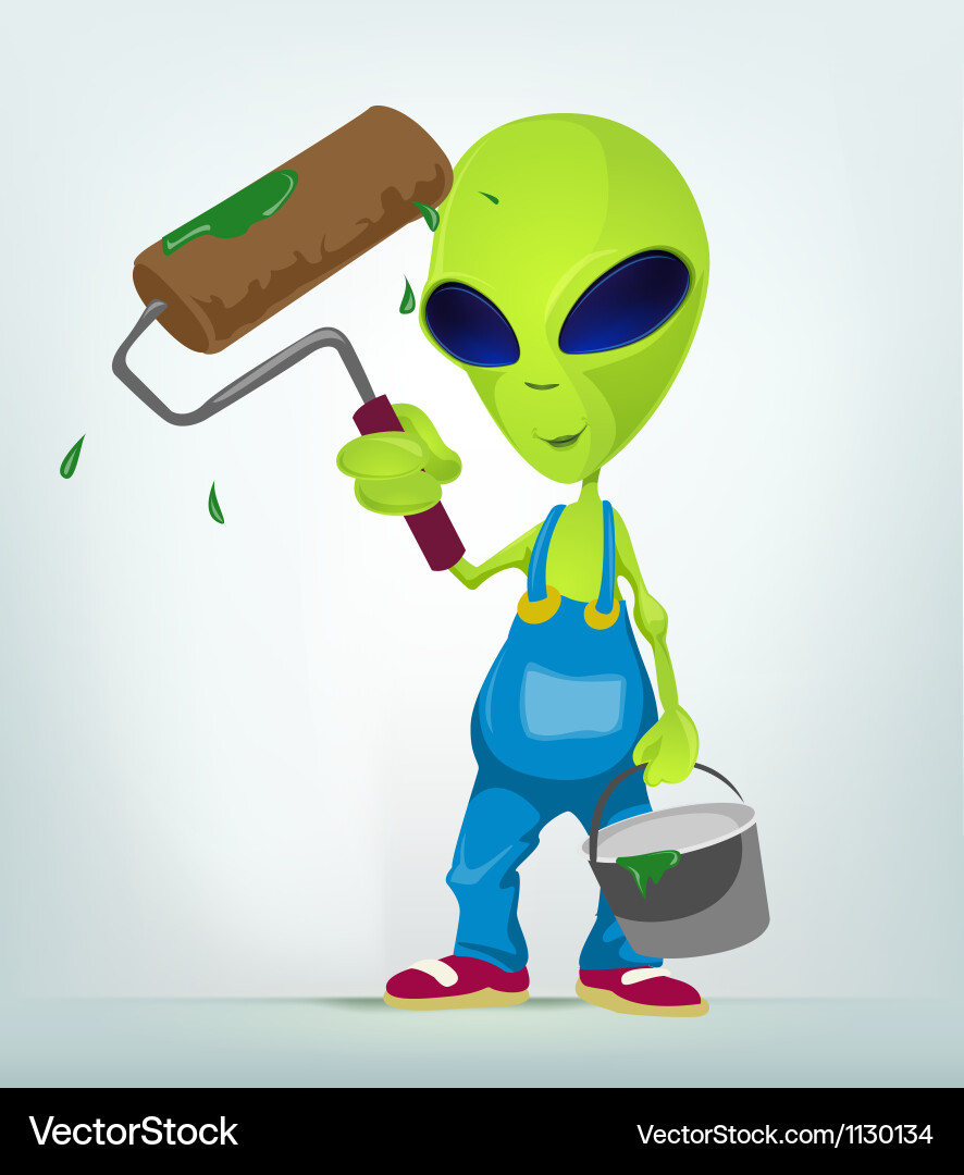 Cartoon Alien Painter Royalty Free Vector Image
