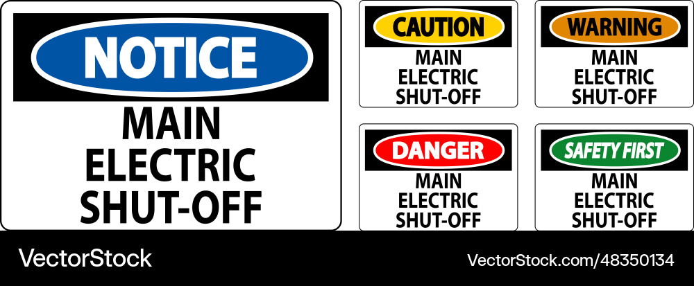 Caution sign main electric shut-off Royalty Free Vector