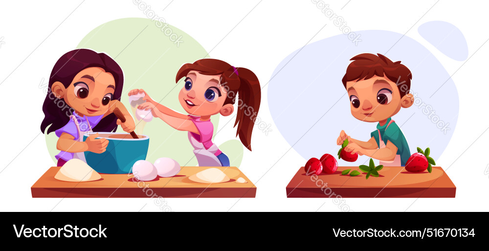 Children character cook cute cartoon Royalty Free Vector