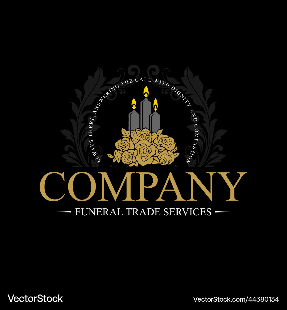 Funeral service logo with candle and flower Vector Image