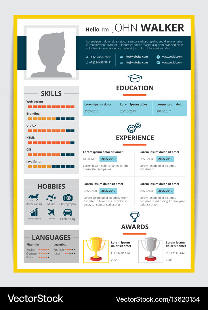 Job candidate resume template Royalty Free Vector Image
