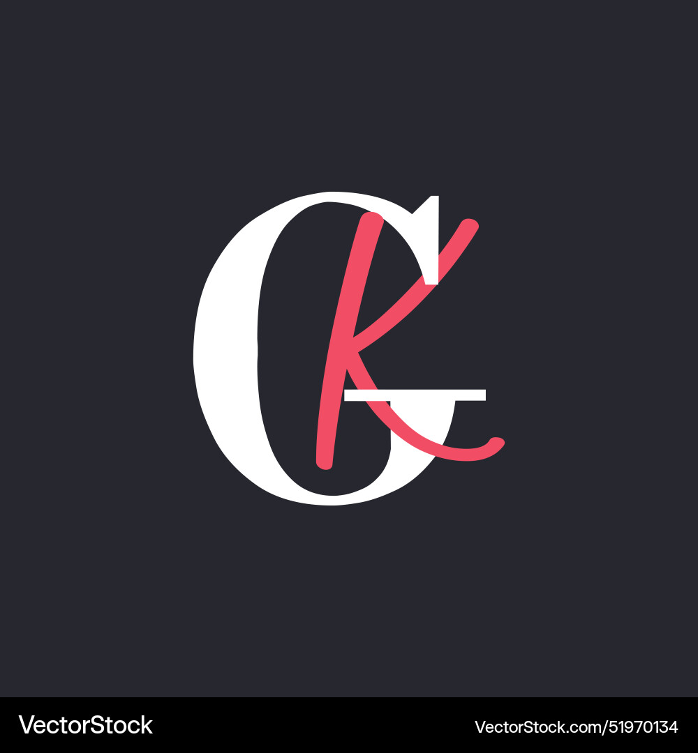 Letter gk logo perfectly blended initials Vector Image