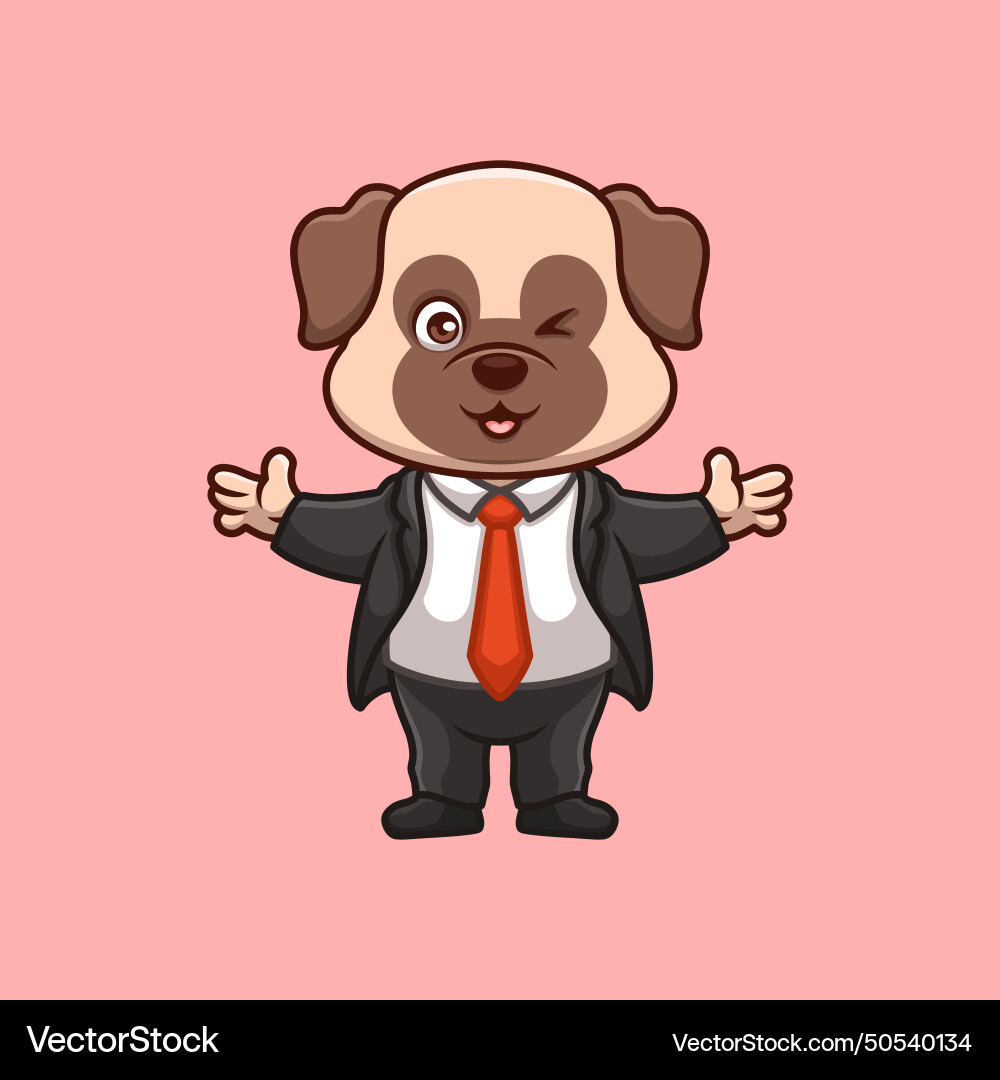 Manager pub dog cute cartoon Royalty Free Vector Image