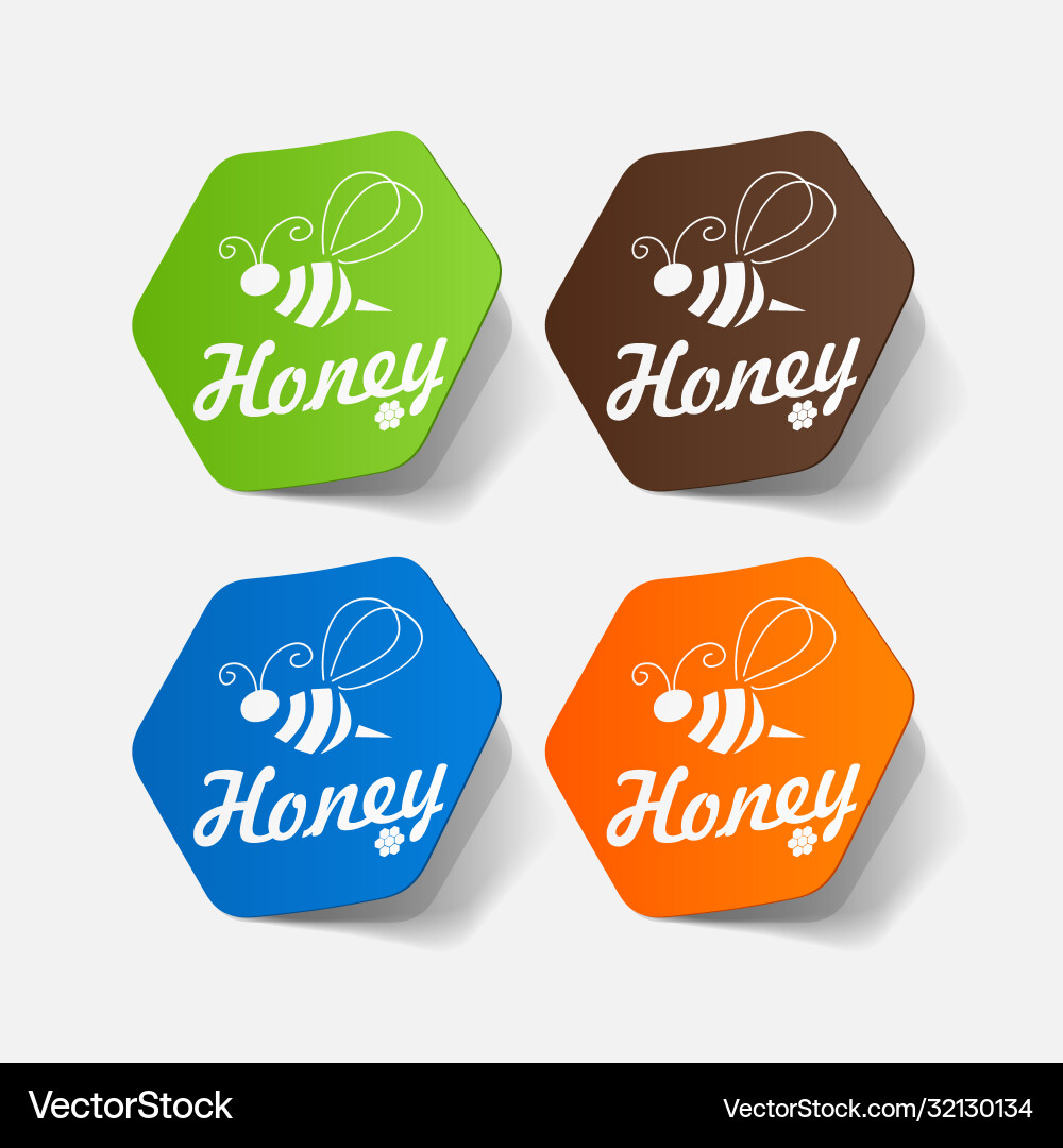Realistic paper sticker honey – Free Vector | VectorStock