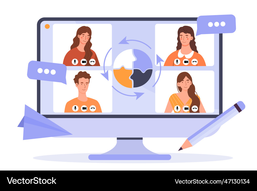 Remote Collaboration Concept Royalty Free Vector Image