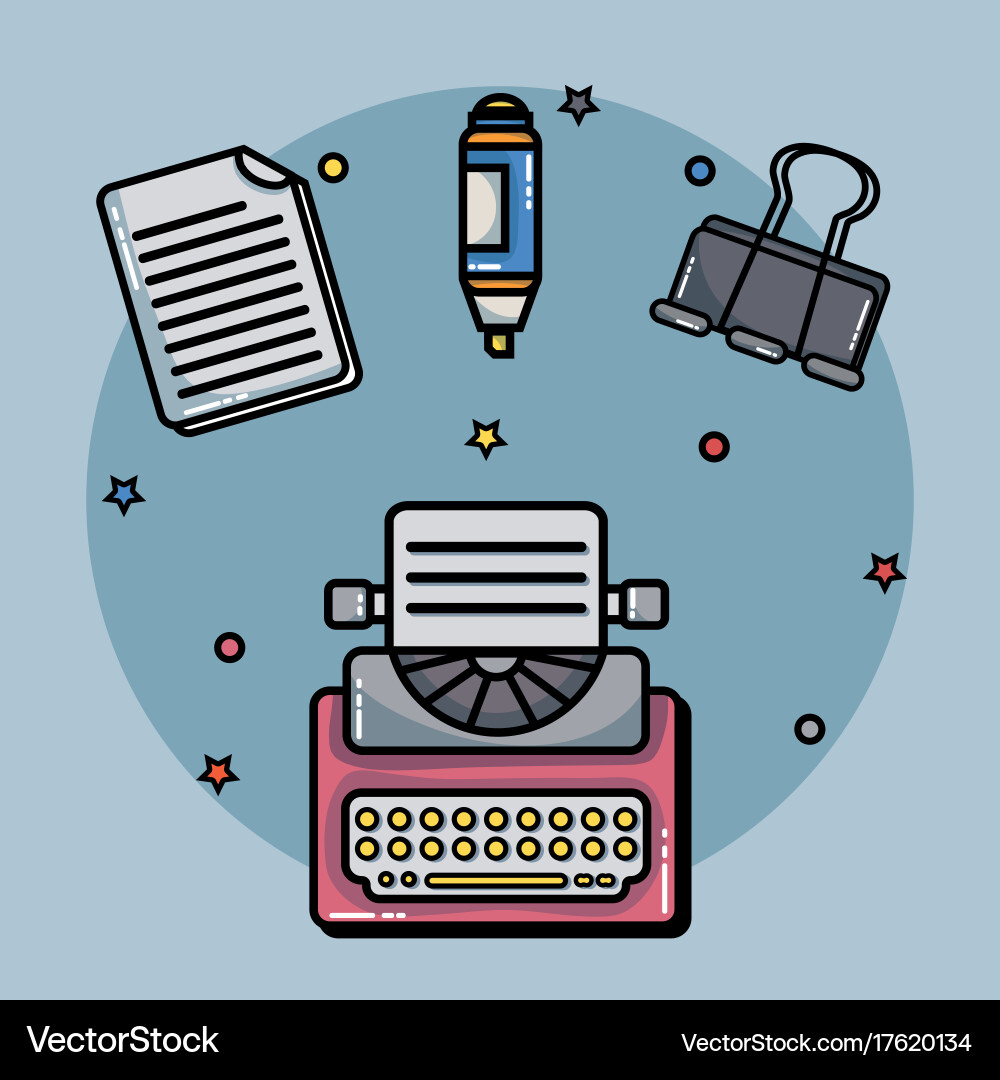 Set office tool to company information report Vector Image